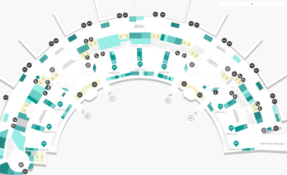 Airport Galeão Terminal 2 Level 3 map - Map of airport Galeão Terminal ...