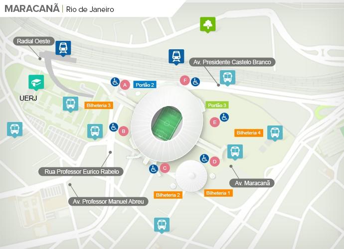 Stadium Maracanã accès map - Map of stadium Maracanã accès (Brésil)