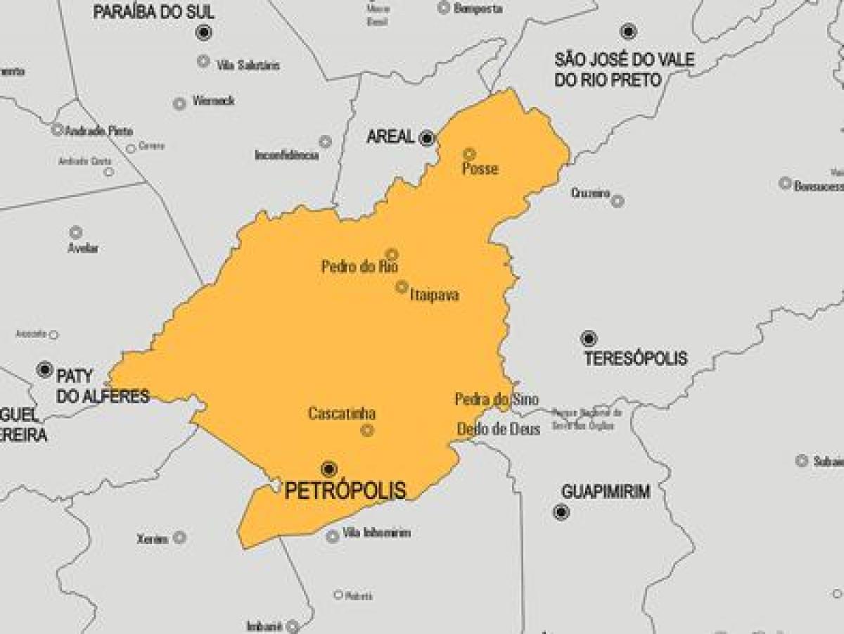 Petrópolis municipality map - Map of Petrópolis municipality (Brésil)